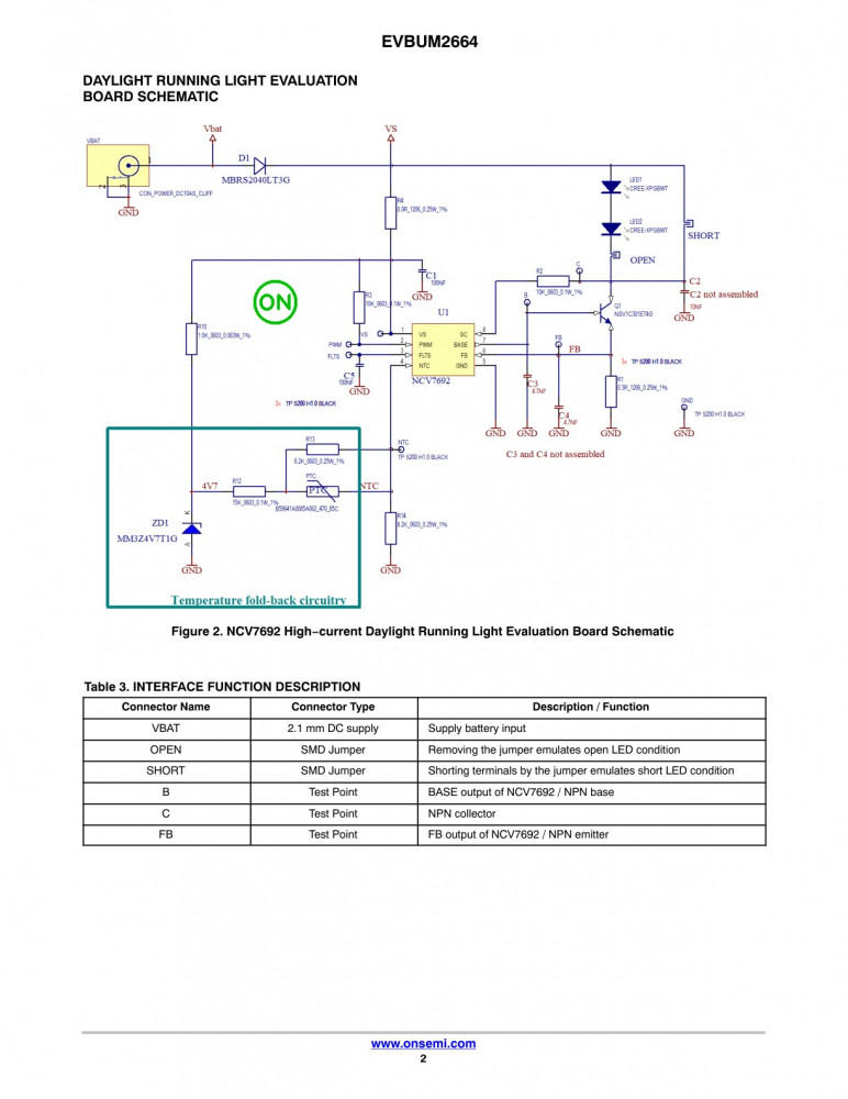 NCV7692 DRL evaluation board manual page 2