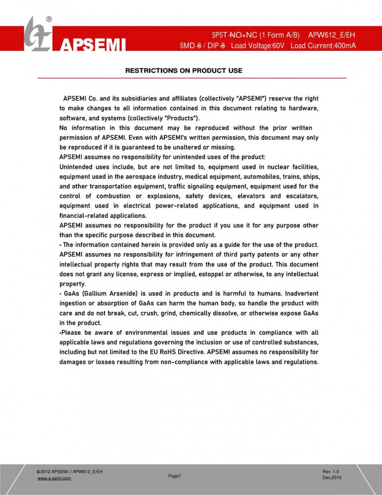 APW612EH datasheet page 7