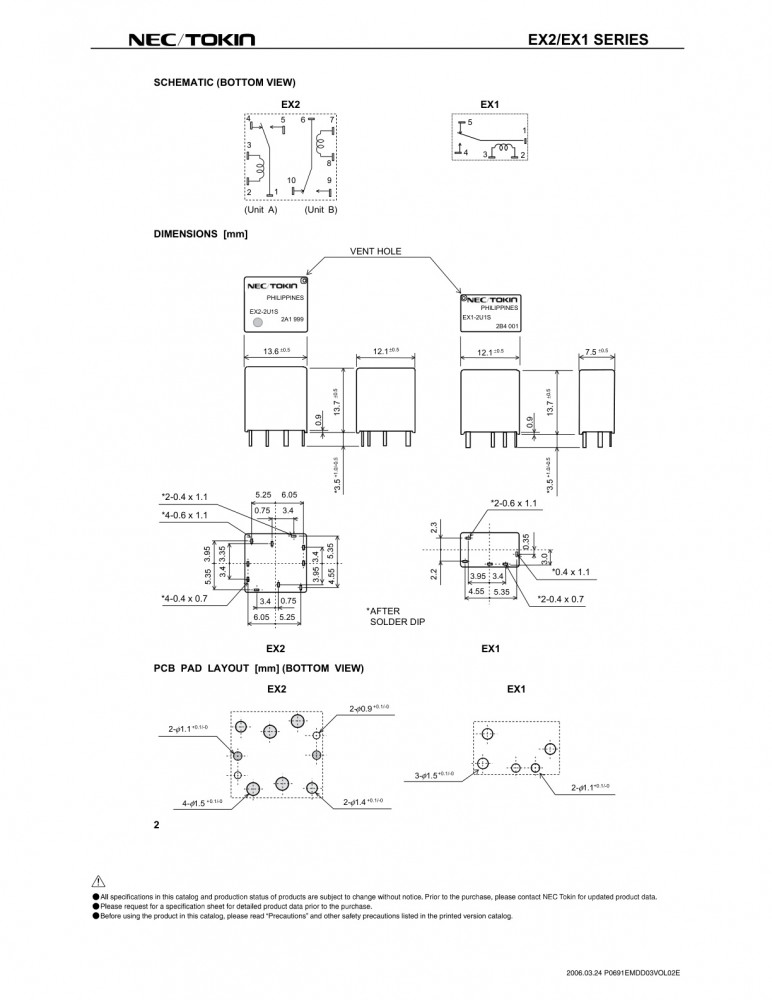 EX2/EX1 relay catalogue page 2