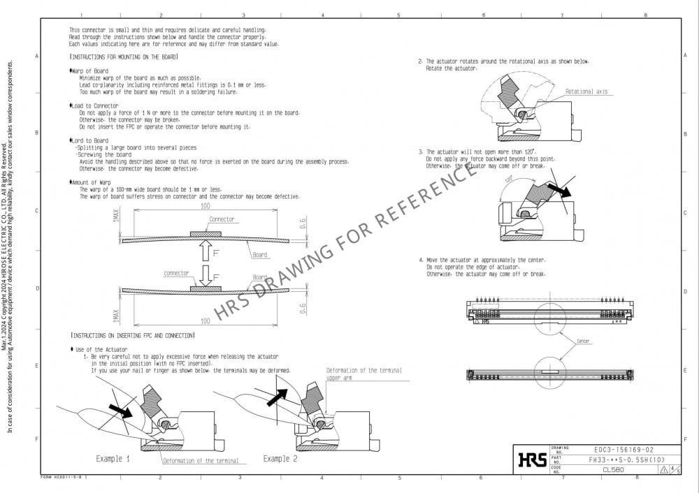 HRS FH33 FPC insertion instructions