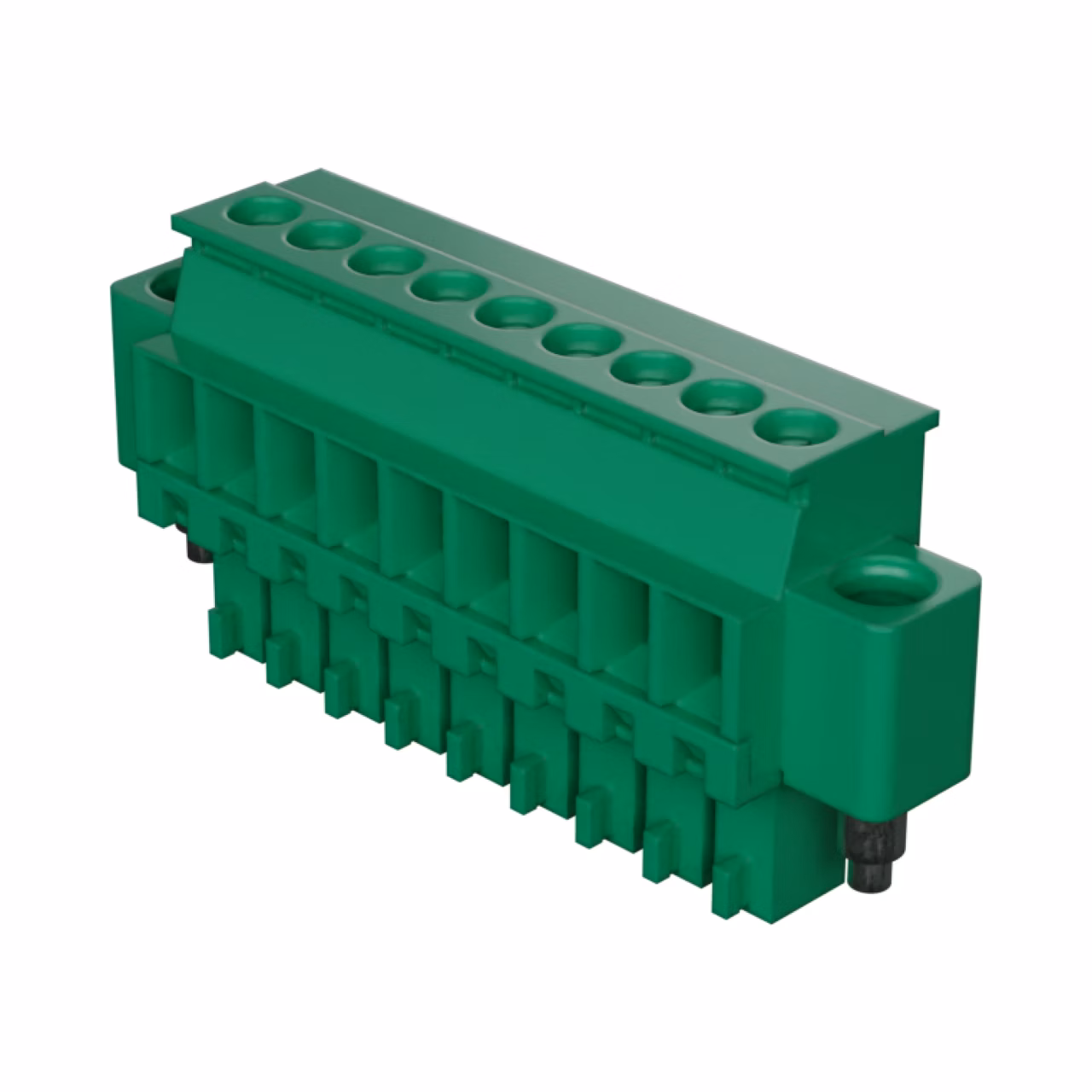 3.50mm Pitch Eurostyle Vertical Plug, with Retention Screws, Front Wire Entry, Green Housing, 9 Circuits for sale