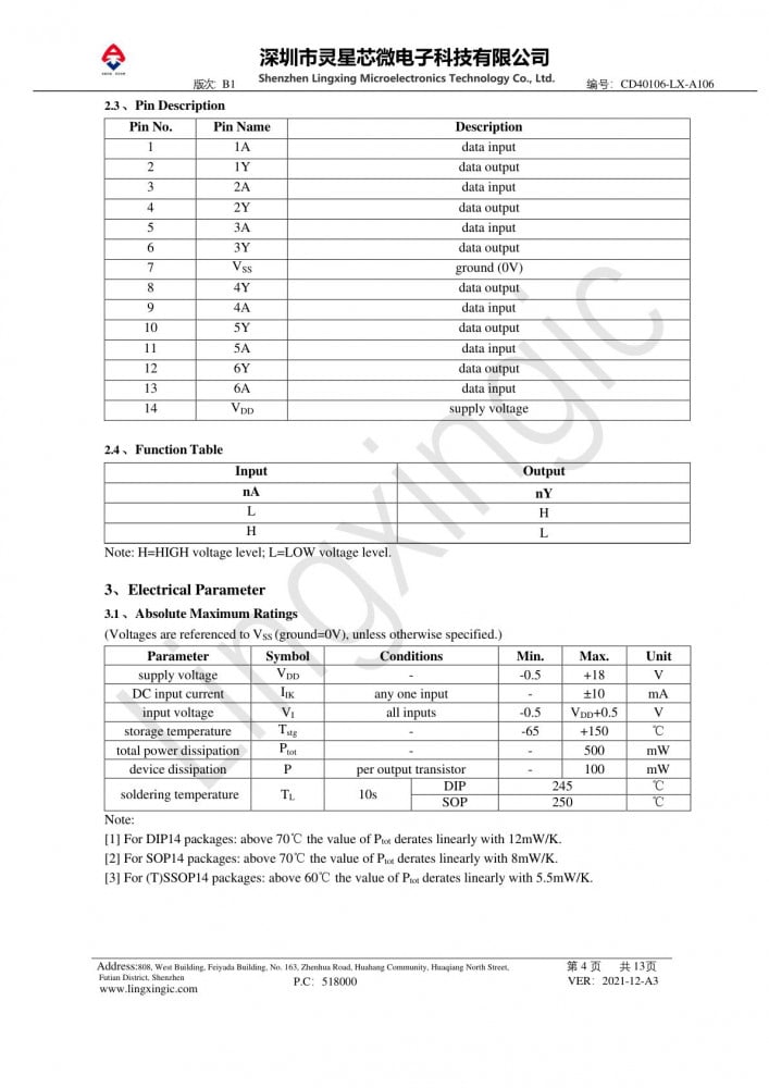 CD40106BE(LX) datasheet page 4