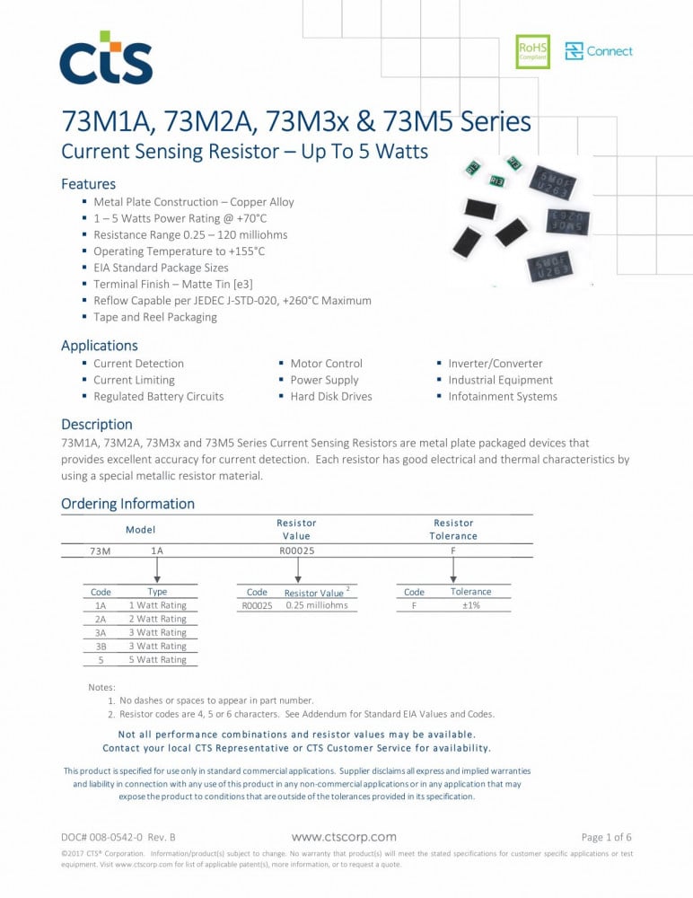 CTS 73M3BR068F datasheet page 1