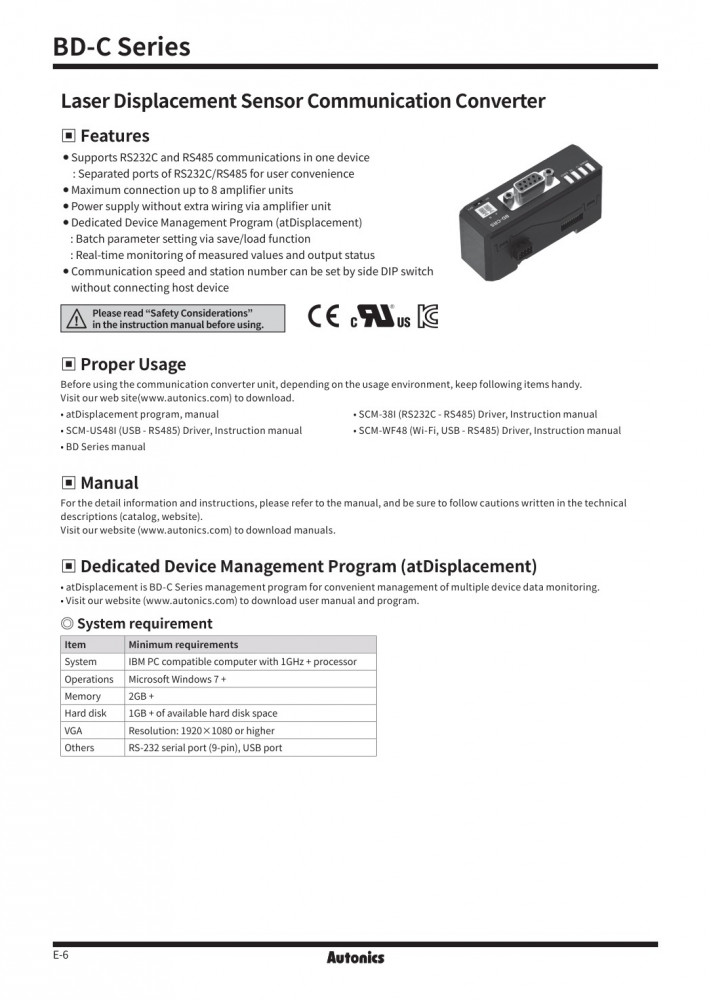BD-C Series documentation page 1