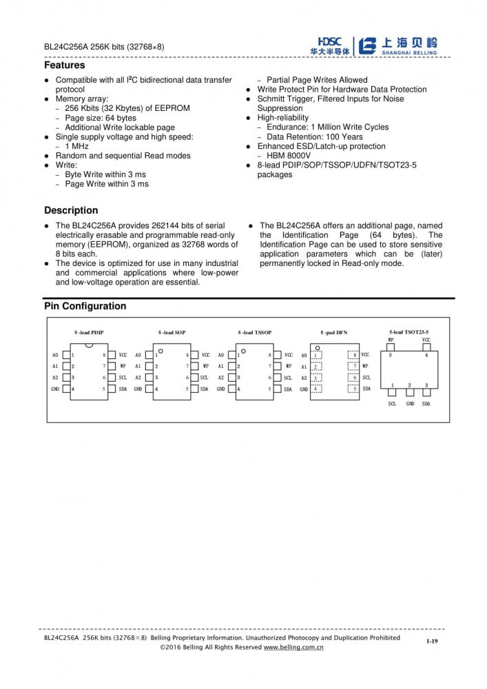 BL24C256A-NTRC datasheet page 1