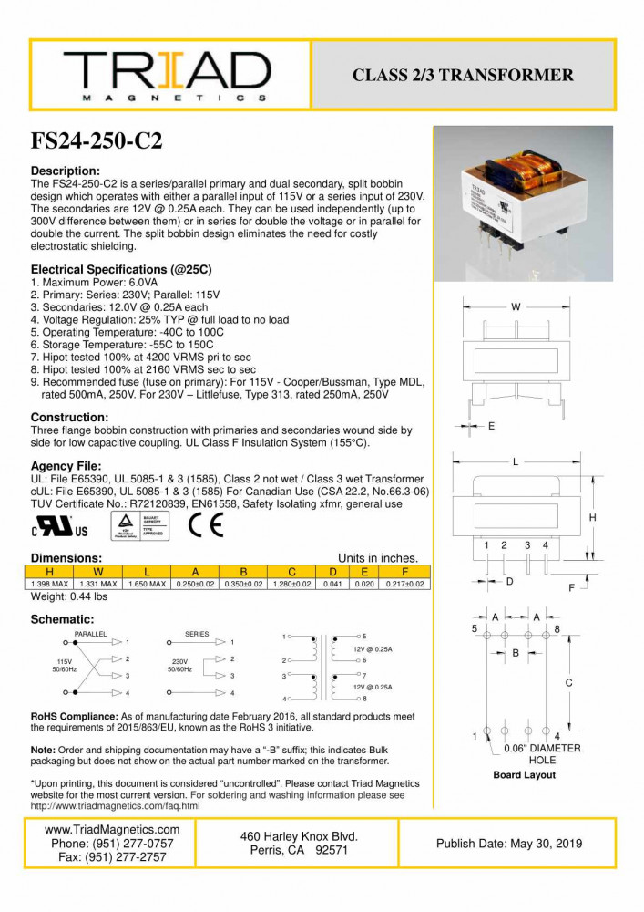 FS24-250-C2 technical document page