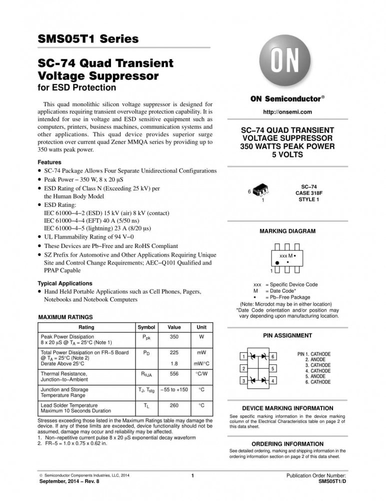 SMS24T1G datasheet page 1