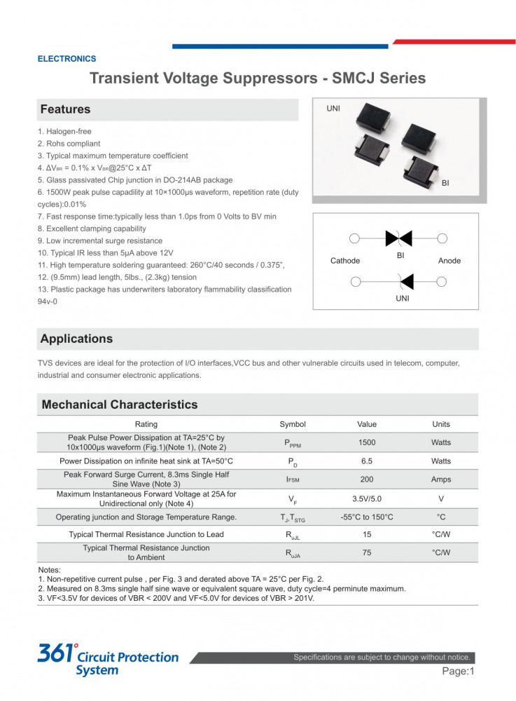 SMCJ Series datasheet page 2