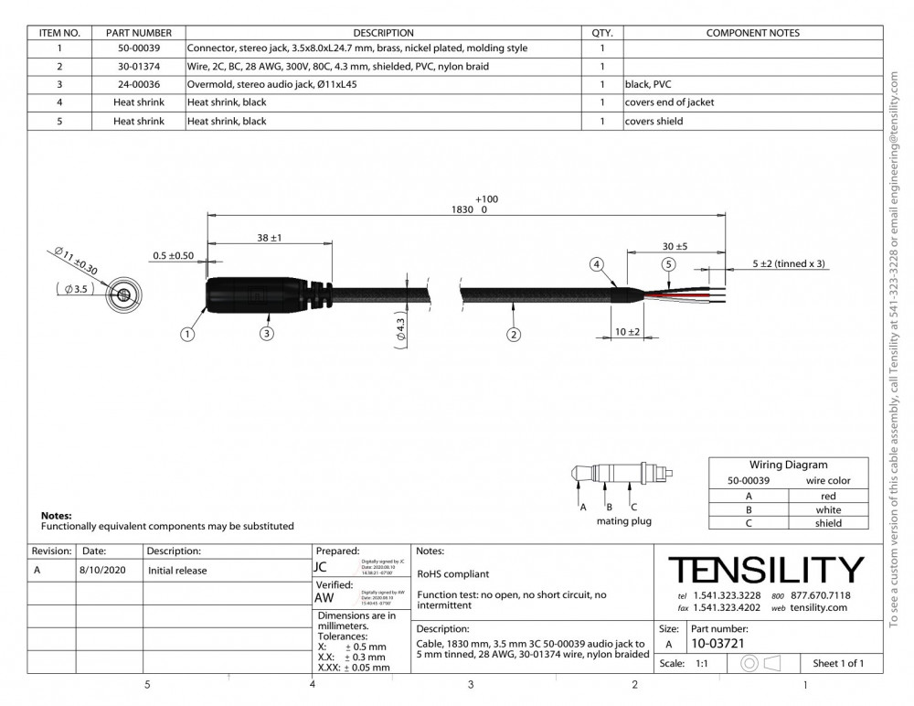 Tensility International 10-03721 product drawing