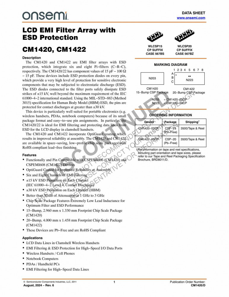 CM1422 datasheet page 1