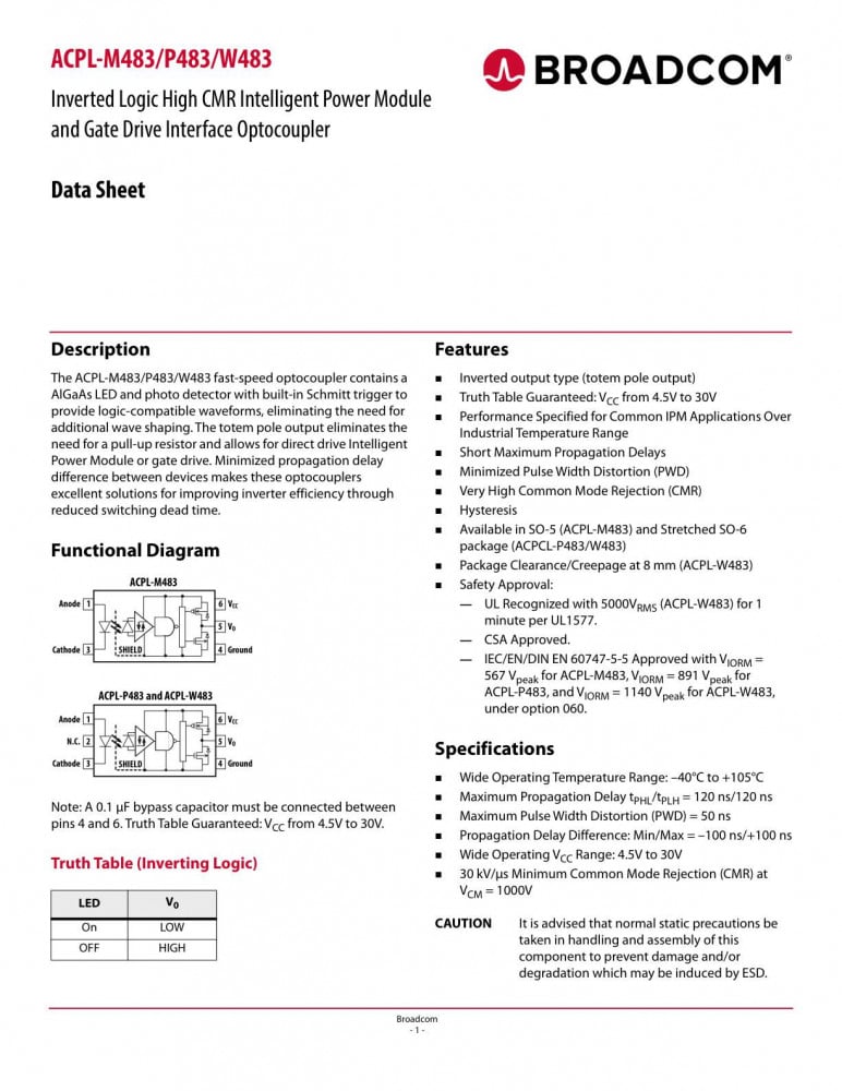 ACPL-P483-560E datasheet page 1