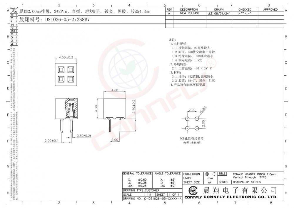 DS1026-05-2x2S8BV technical drawing preview