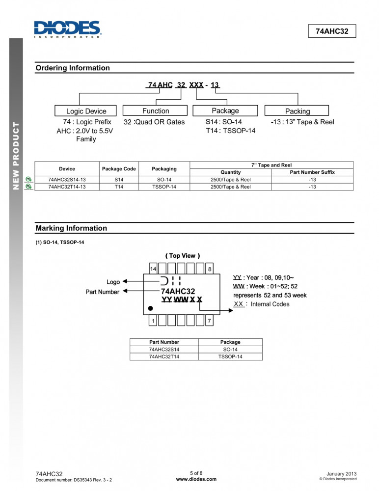 74AHC32T14-13 datasheet page 5