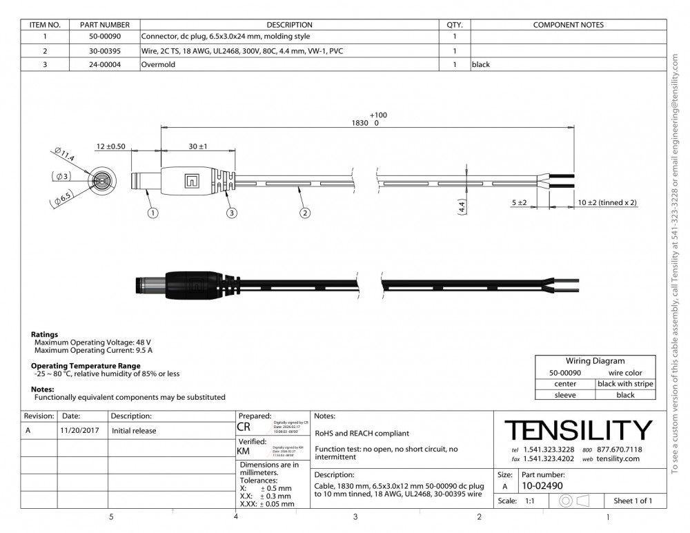 Tensility International 10-02490 product drawing