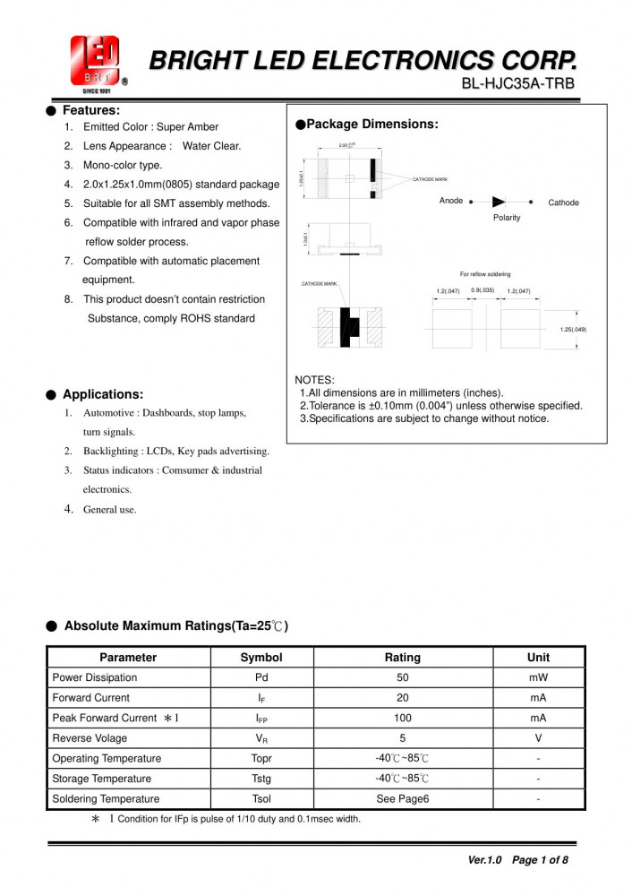 BL-HJC35A-TRB datasheet page 1