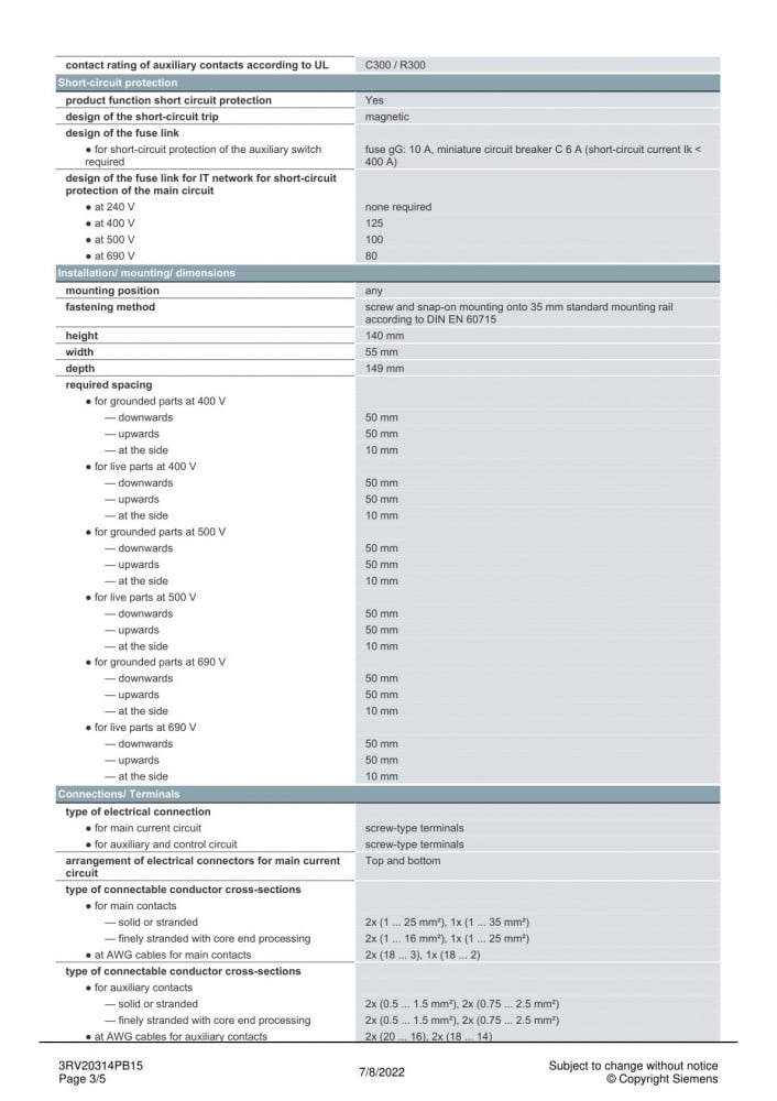 3RV20314PB15 technical document page 3