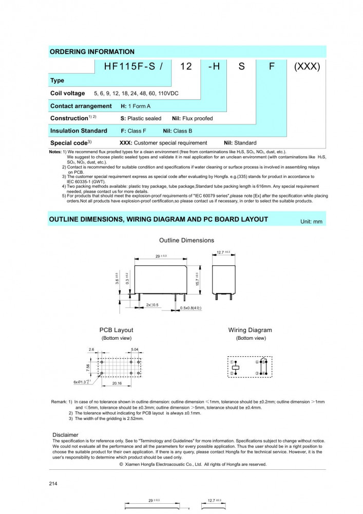 HONGFA HF115F-S relay datasheet page 2
