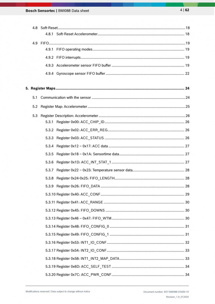 BMI088 datasheet preview, page 4