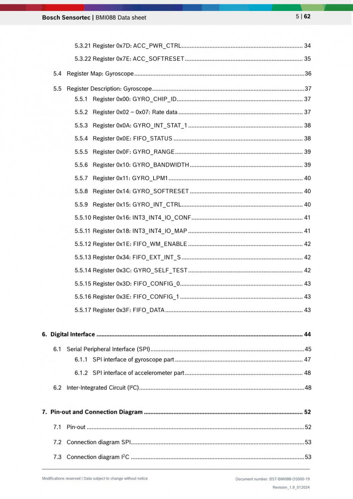 BMI088 datasheet preview, page 5