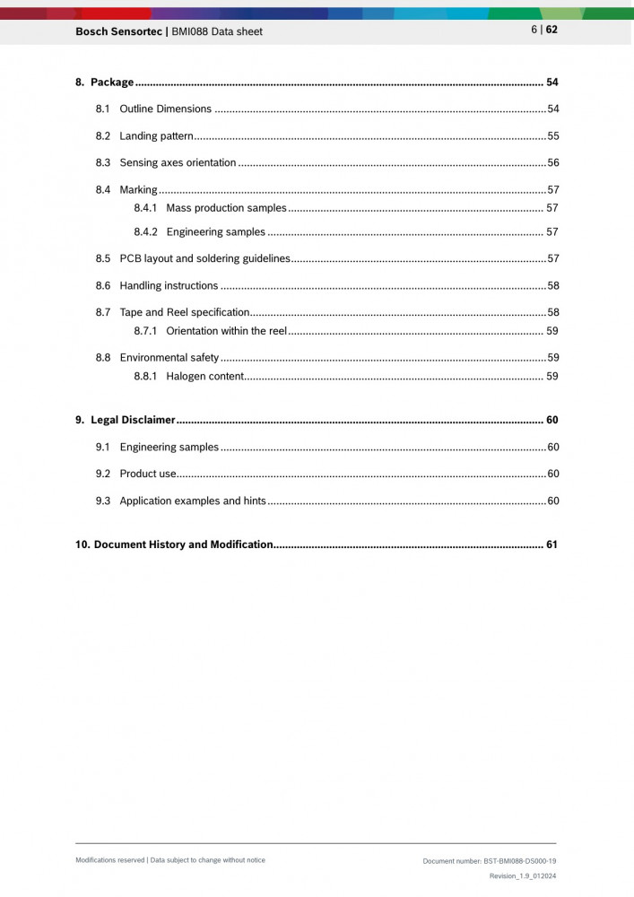 BMI088 datasheet preview, page 6