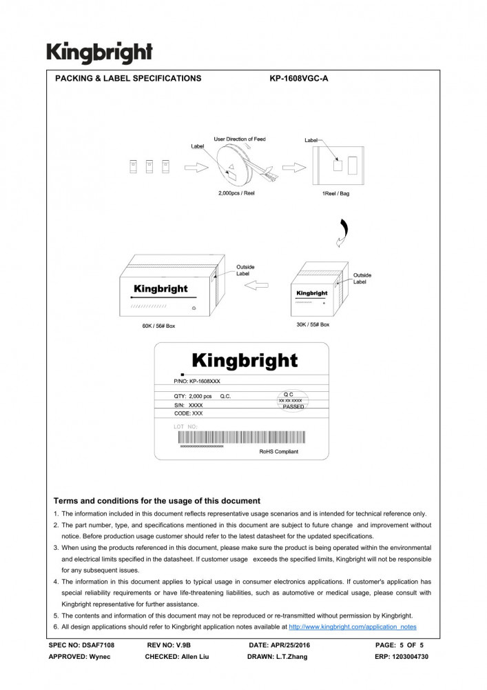 KP-1608VGC-A datasheet page 5