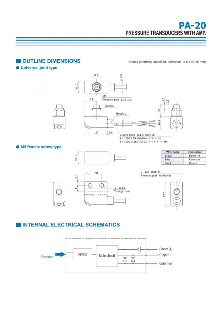PA-20 series datasheet page 3