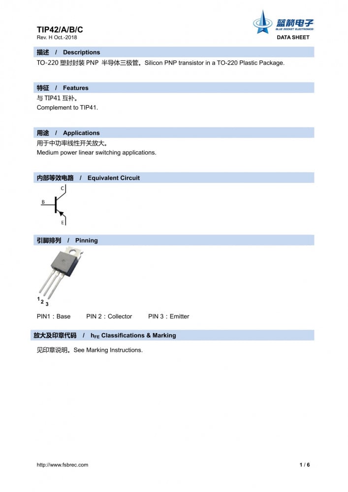 TIP42C datasheet page 1