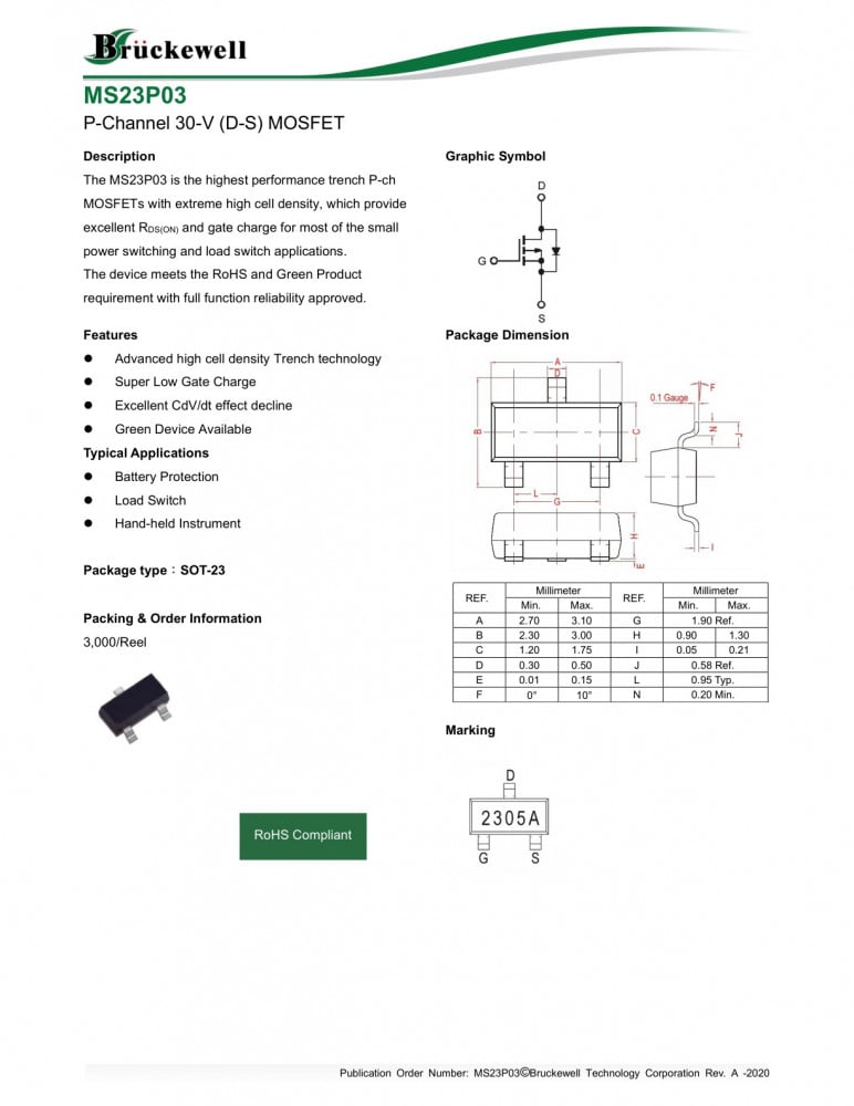 MS23P03 datasheet page 1