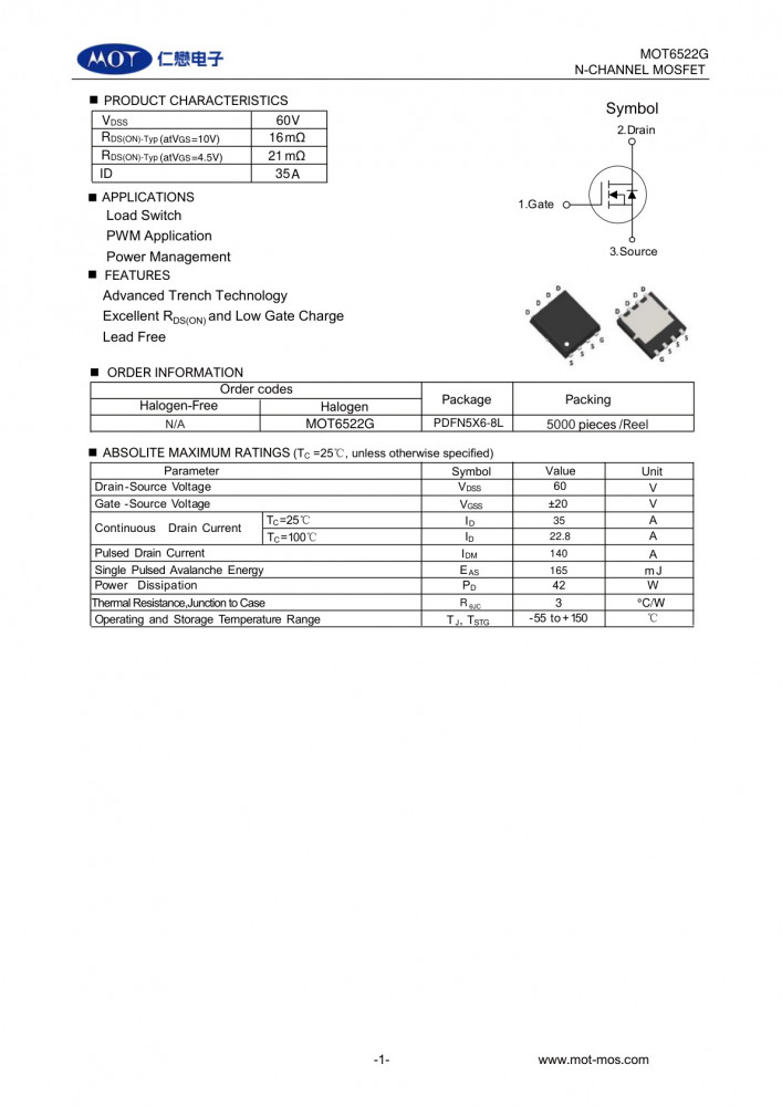 MOT6522G datasheet page 1