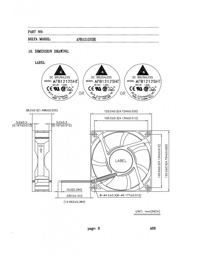 AFB1212SHE dimensional drawing page 2
