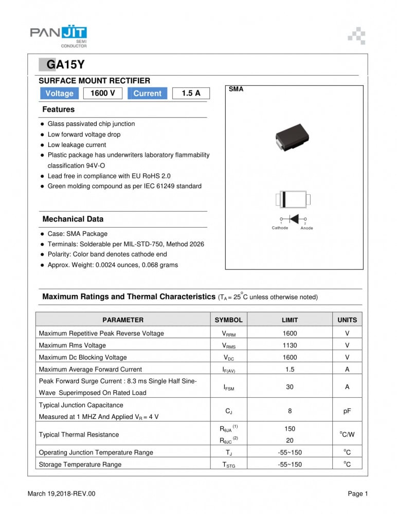 GA15Y datasheet page 1