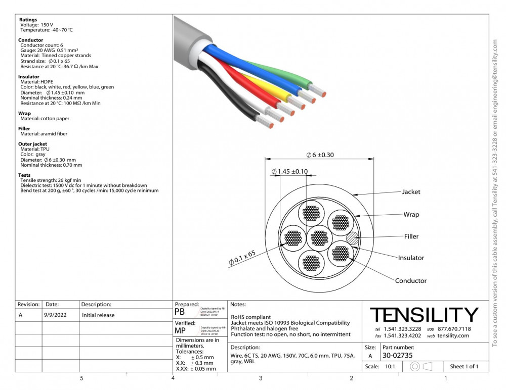 Tensility International 30-02735 product drawing
