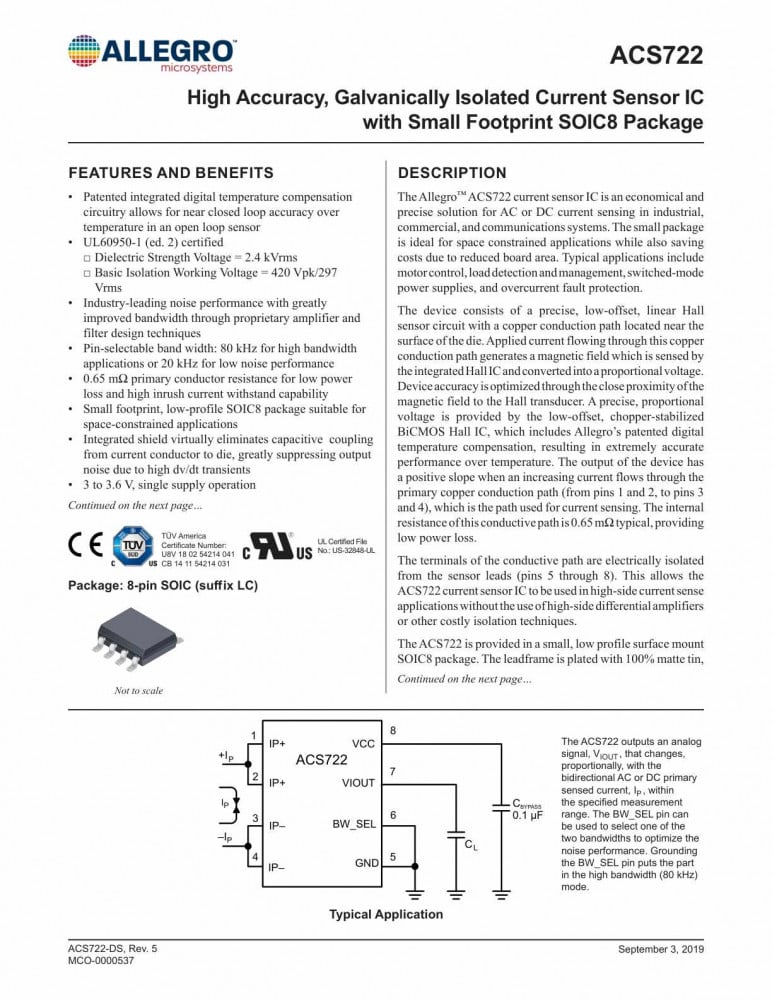 ACS722 datasheet page 1