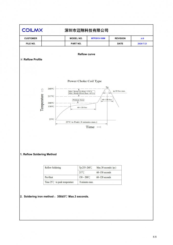 MTP2915-100M supplementary document page