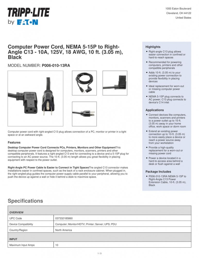P006-010-13RA technical document page 1