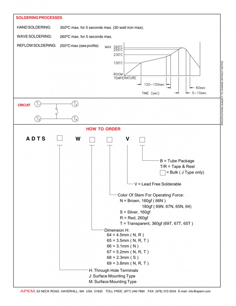 APEM ADTSMW67NV datasheet page 2