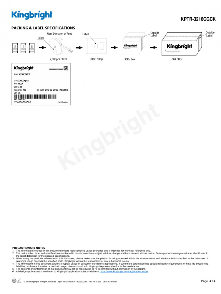 KPTR-3216CGCK datasheet page 4