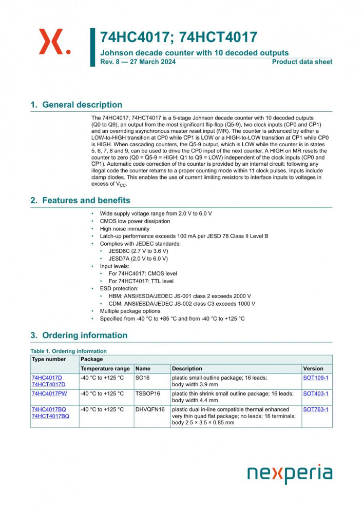 74HCT4017BQ,115 datasheet page 1