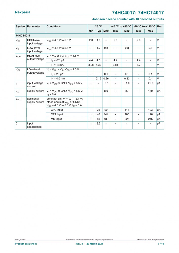 74HCT4017BQ,115 datasheet page 7