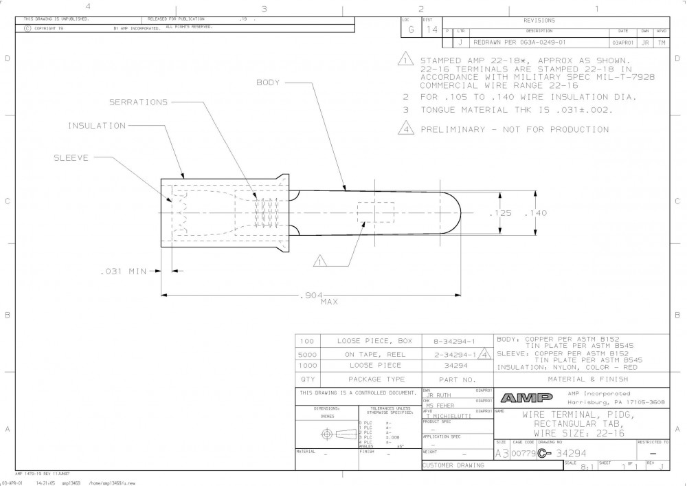 TE Connectivity 8-34294-1 technical drawing preview