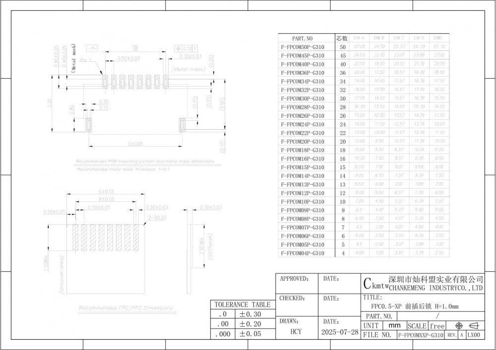 F-FPC0M40P-G310 technical document page 3