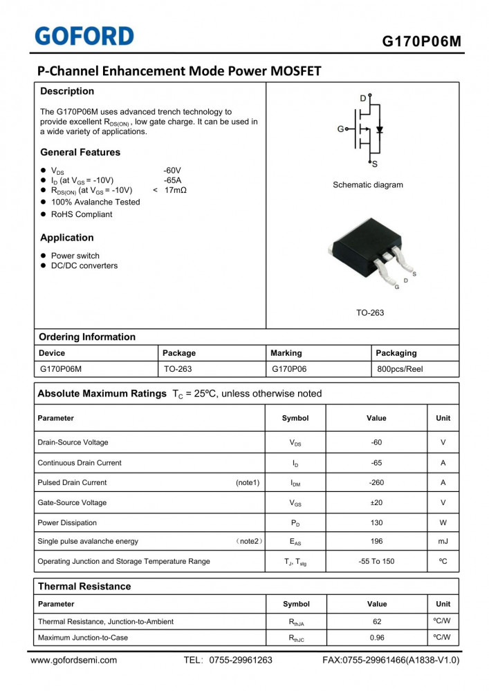G170P06M datasheet page 1