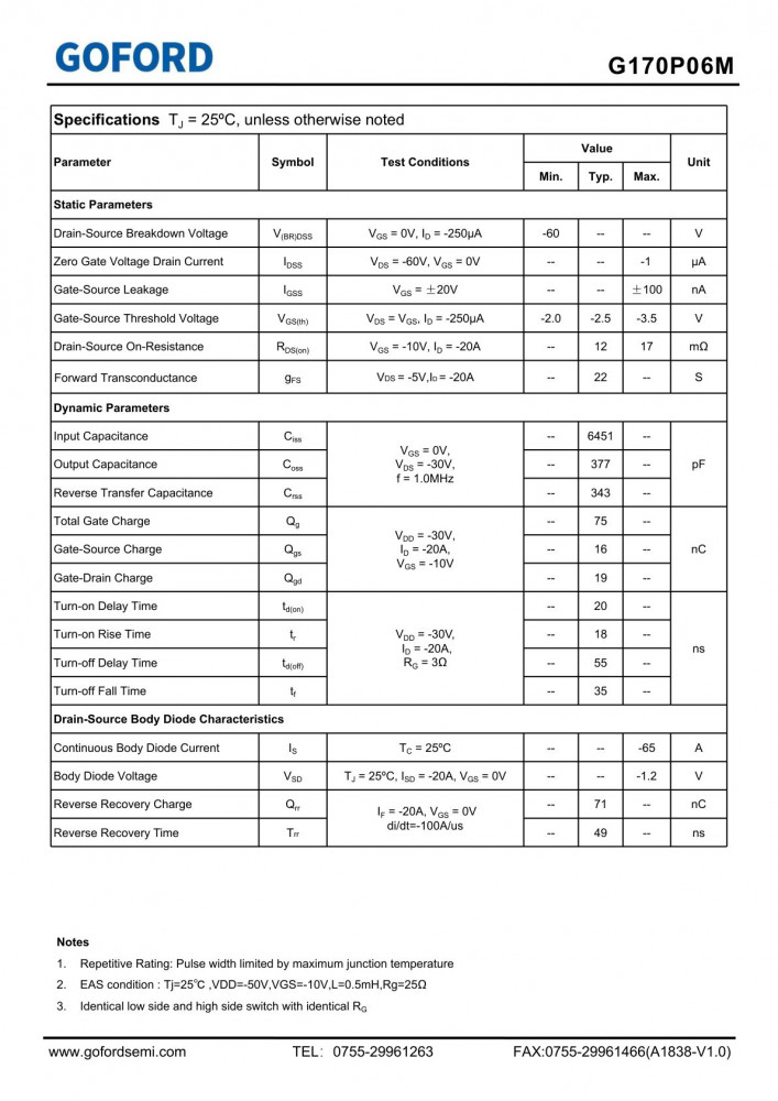G170P06M datasheet page 2
