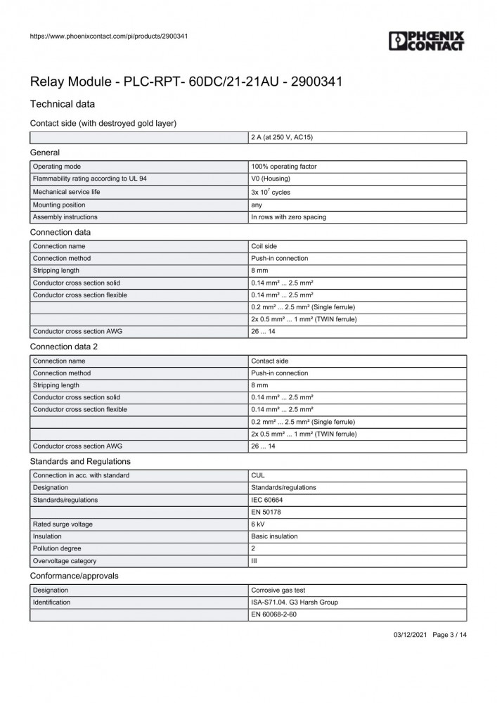Phoenix Contact 2900341 technical document page 3