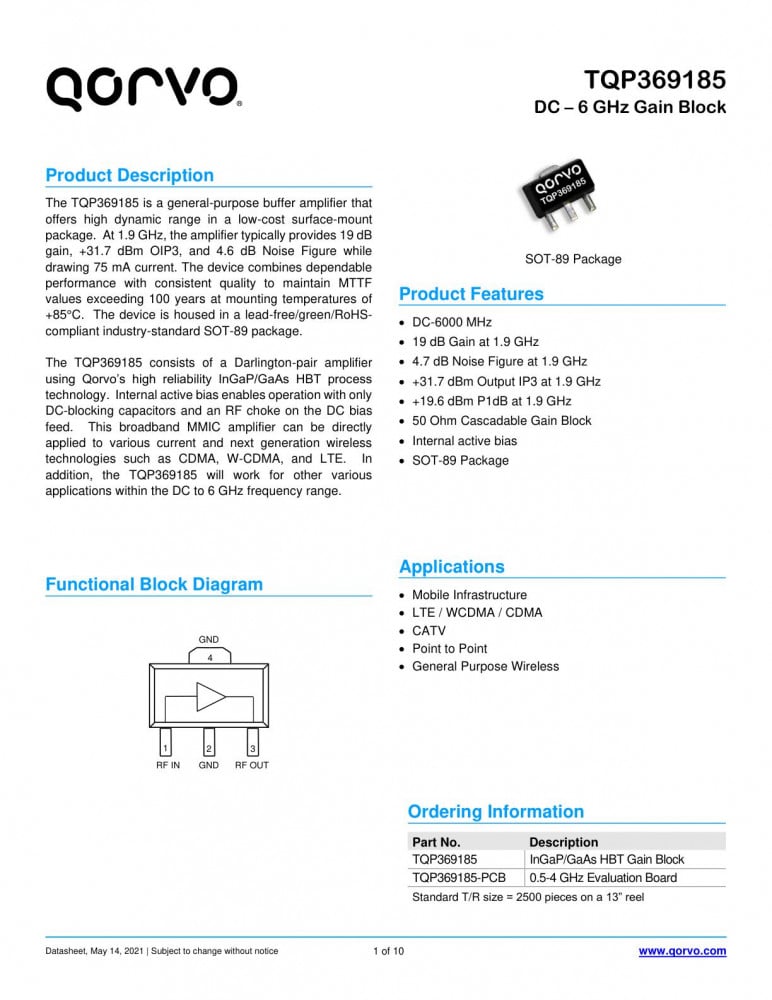 TQP369185 datasheet page 1