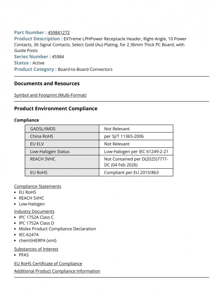 Technical document page 1 for product 459841272