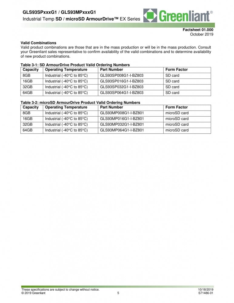Greenliant ArmourDrive factsheet page 5