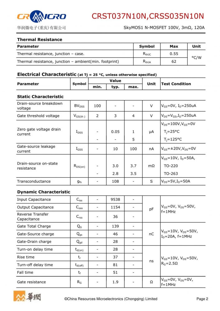CRST037N10N datasheet page 2