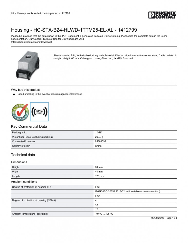 Phoenix Contact 1412799 product document page 1