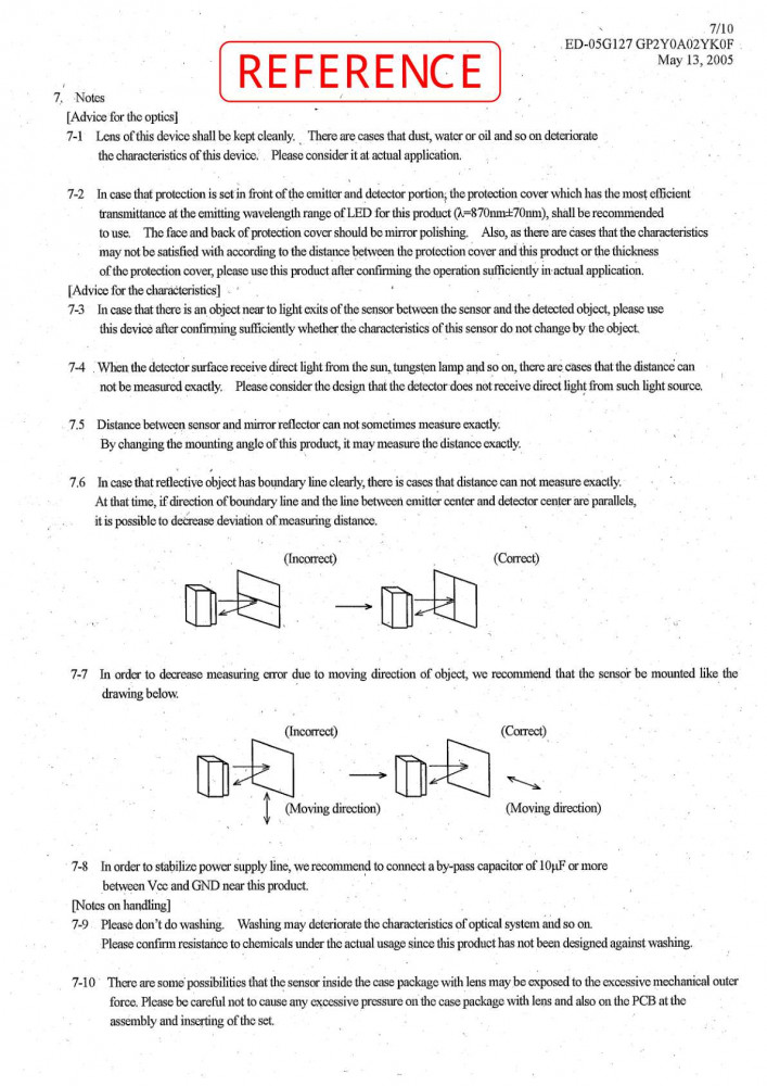 GP2Y0A02YK0F specification page 8